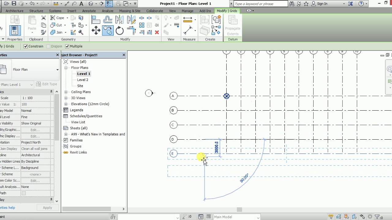 Revit Architecture: Creating & Editing Grids and Levels Part 1 - YouTube