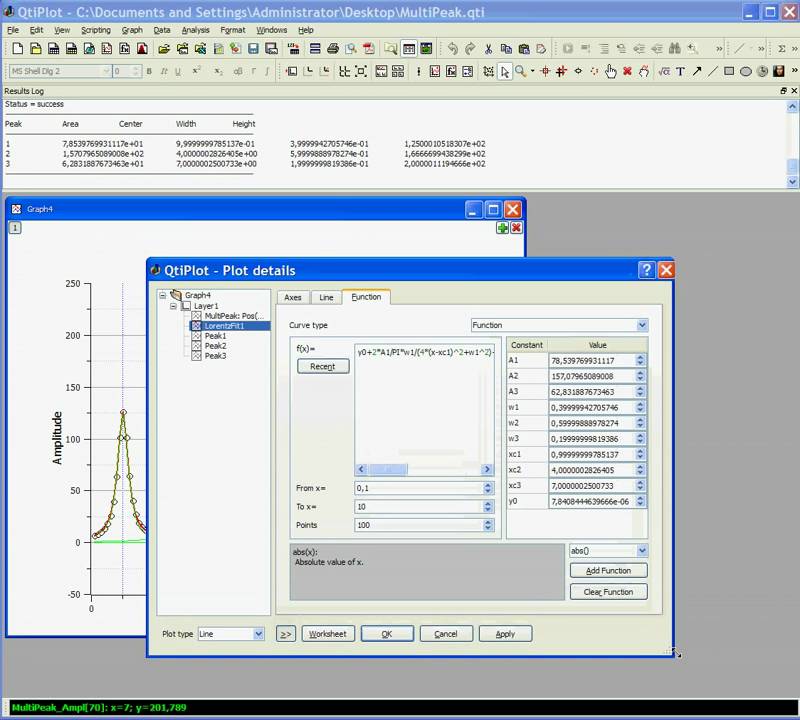 Multipeak Fit in QtiPlot - YouTube