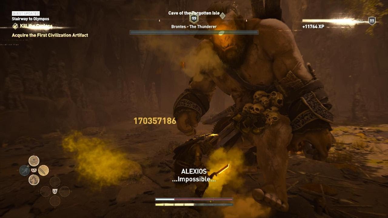 Assassin's Creed Odyssey 170 mil oneshot Brontes the Cyclops! NG+ - YouTube