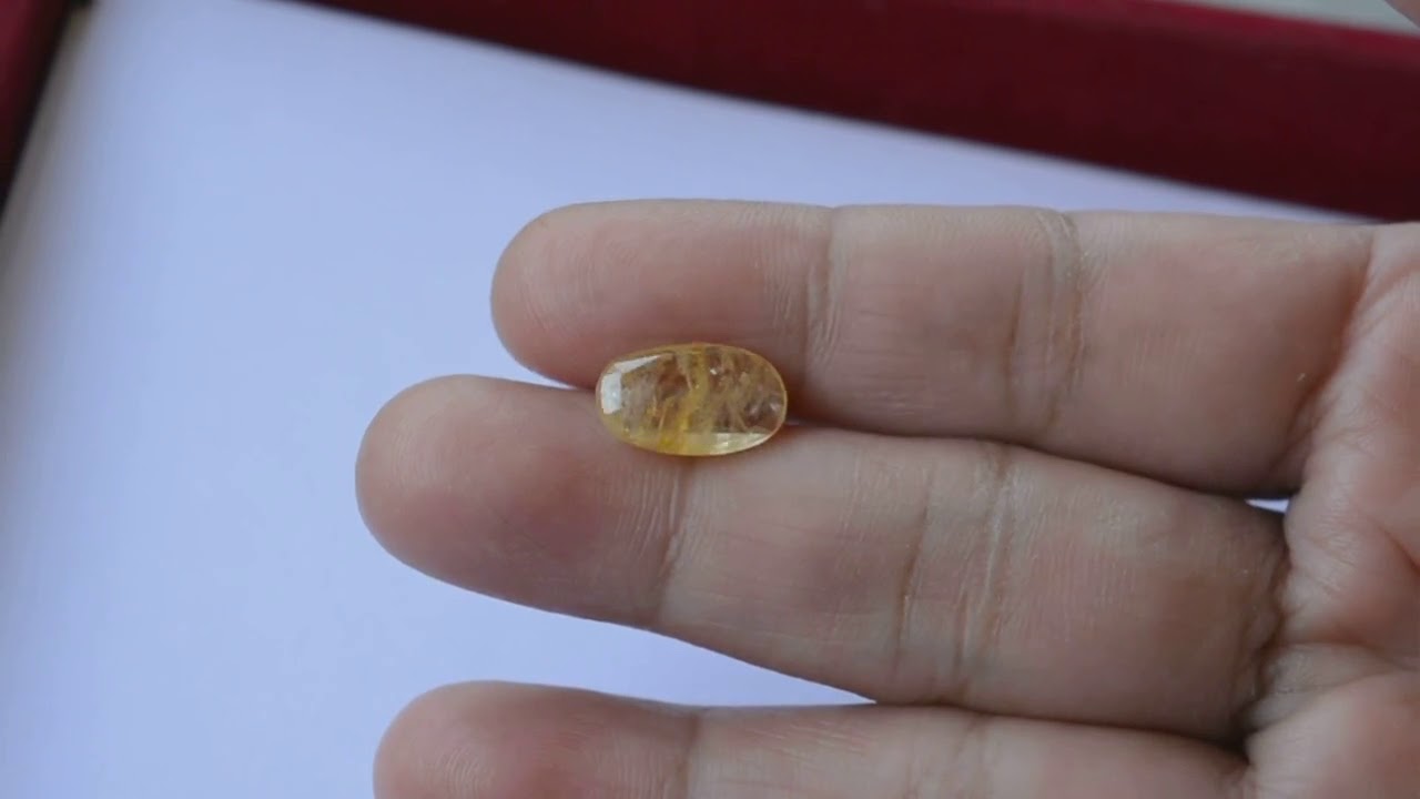 7 25 ratti certified yellow sapphire stone video 461 - YouTube