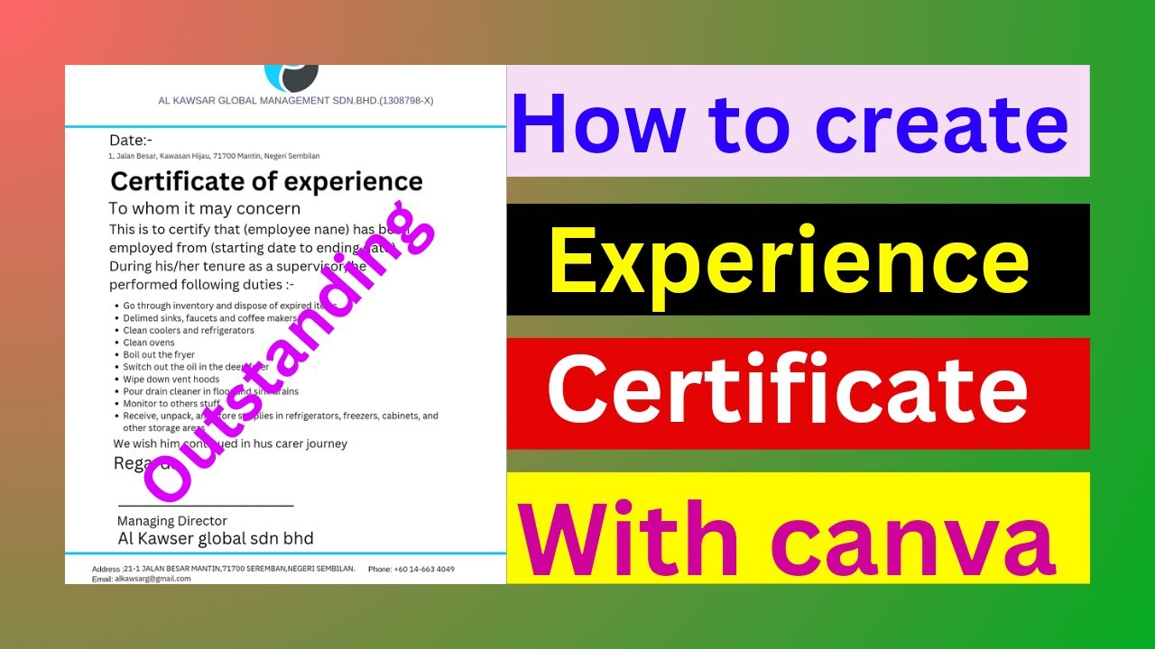 How to create experience certificate with canva canva দিয়ে experience ...