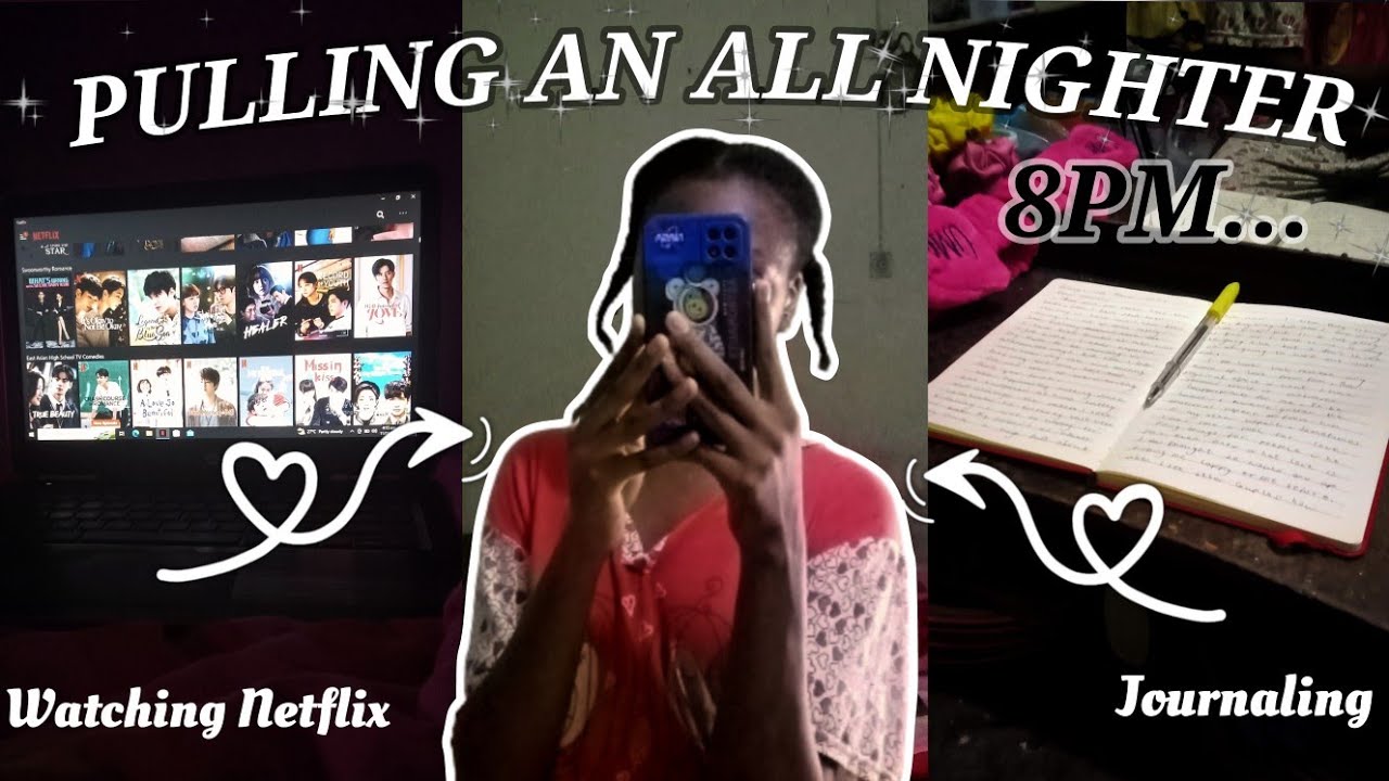 PULLING AN ALL NIGHTER, eatikng dinner, skincare, watching netflix ...