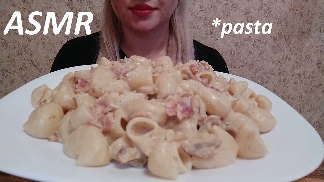 ASMR Pasta in creamy sauce and with bacon and mushrooms( NO TALKING ...