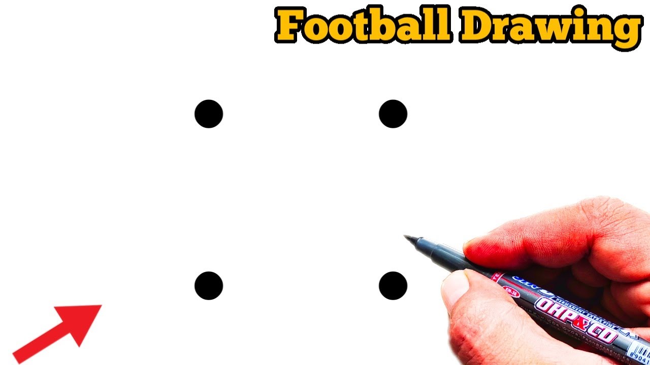 How to Draw Football From 4 Dots | Easy FootBall Drawing | Dots Drawing ...