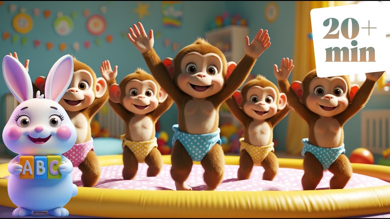 🎵 Five Little Monkeys Jumping on the Bed | Counting and ABC Ultimate ...