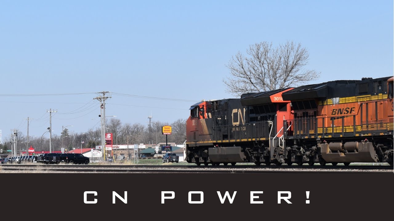 Railfanning 4/13: lots of CN power! - YouTube