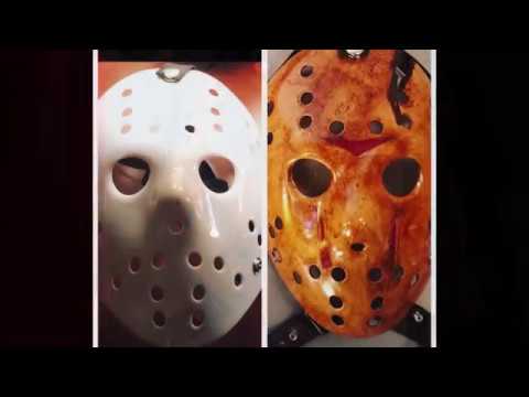 Plastic Jason Voorhees Mask Painted & Weathered - YouTube