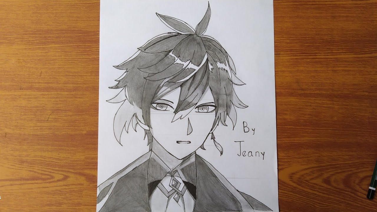 how to draw Zhongli : genshin impact By Jeanny & pencil - YouTube