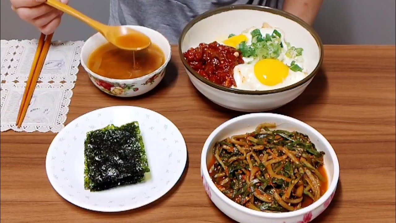 점심밥(오후 3시) 구독자 추천 메뉴 낙지젓갈 비빔밥 Lunch (3 pm) Subscriber's recommended ...