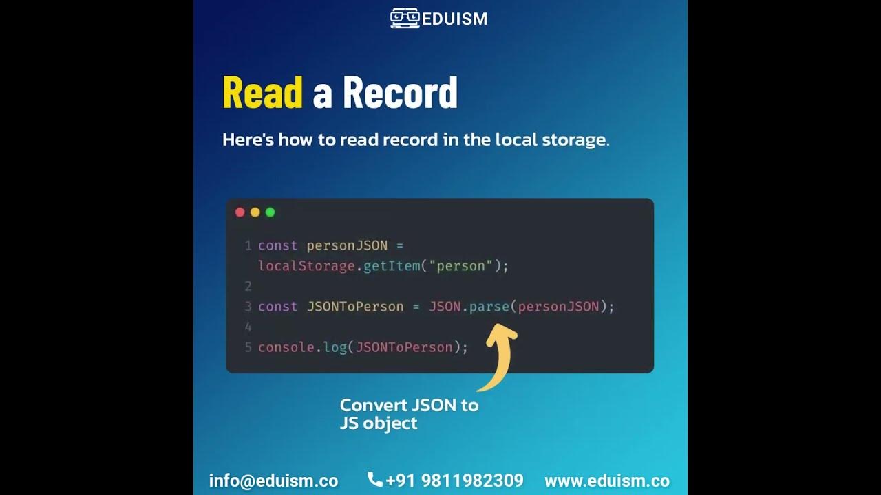 Database In Javascript Local Storage Database Javascript Localstorage Javascriptengineer 9322