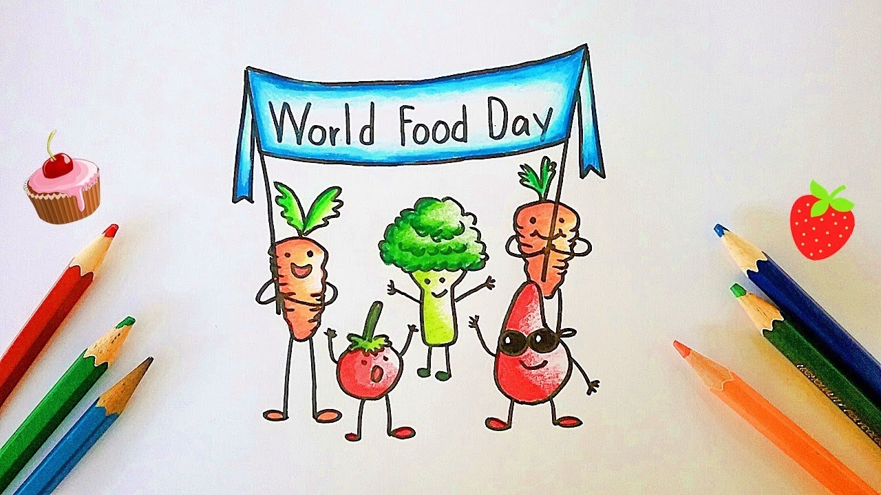 How to Draw World food day Ep.2 วาดรุปวันอาหารโลก - YouTube