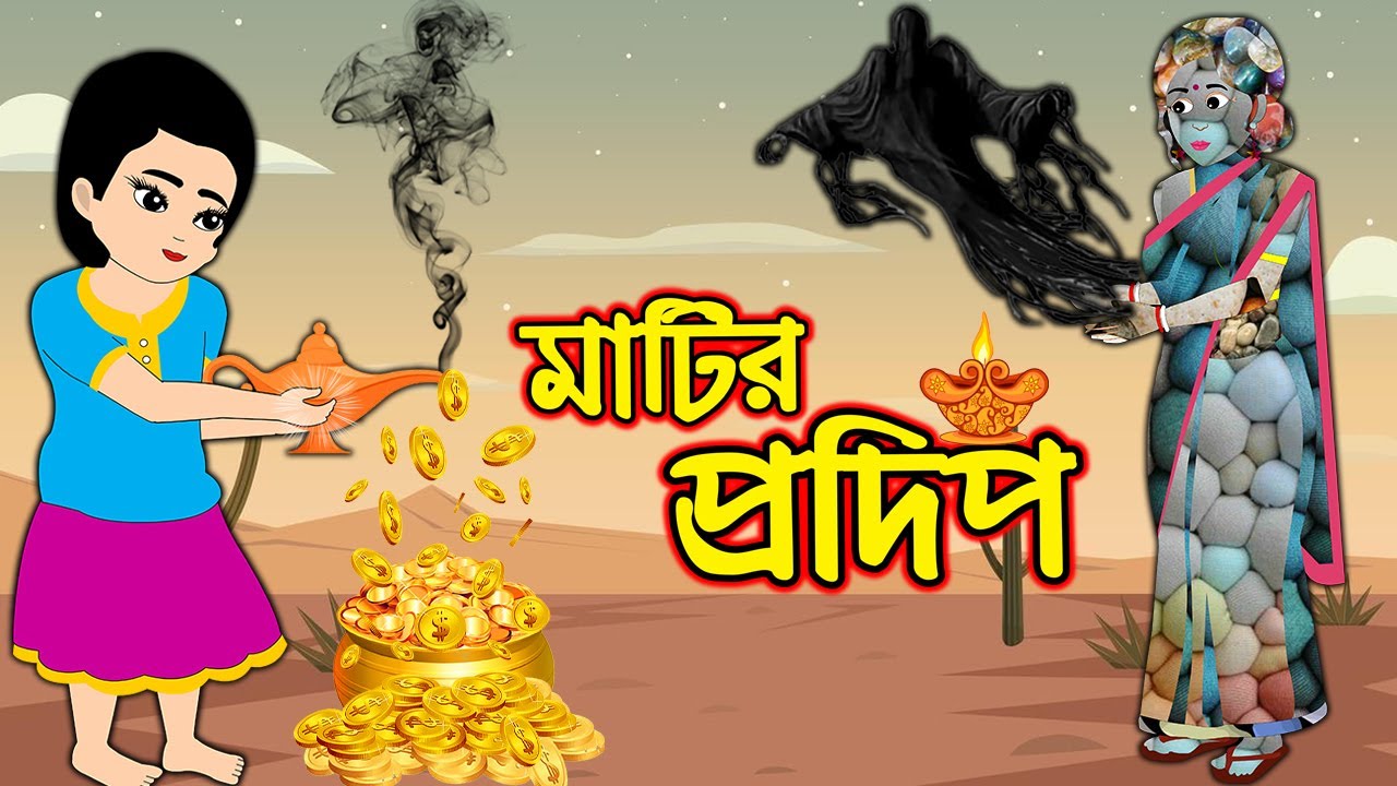 মাটির প্রদীপ | Matir Prodip | Bangla Cartoon | Bengali Morel Bedtime ...