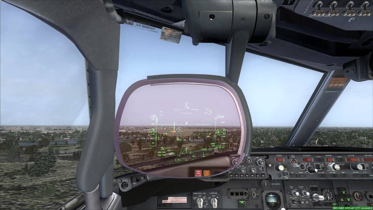 Cockpit 737-800NGX HUD Landing Bremen - YouTube