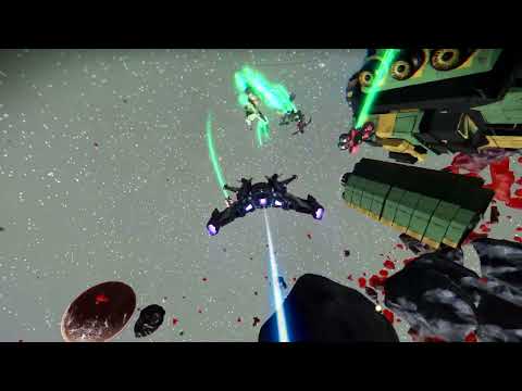 No Man's Sky - Nine Spaceships Mining One Asteroid at a time