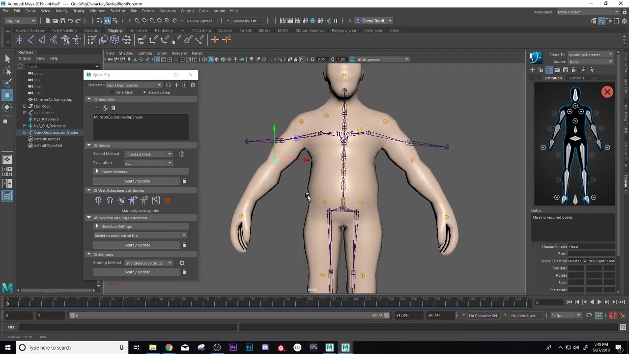 Maya, Quick Rig step by step - YouTube