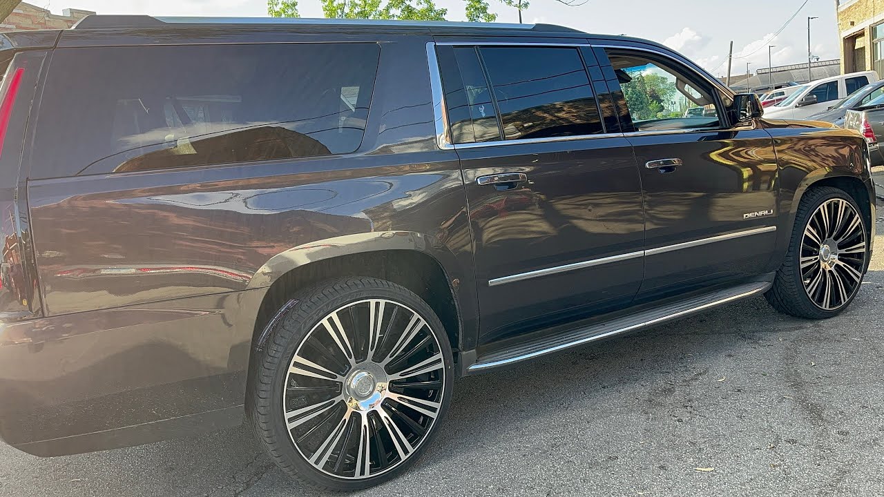 2015 GMC YUKON DENALI 26” BLACK MACHINE WHEELS 295/30/26 LEXANI TIRES ...