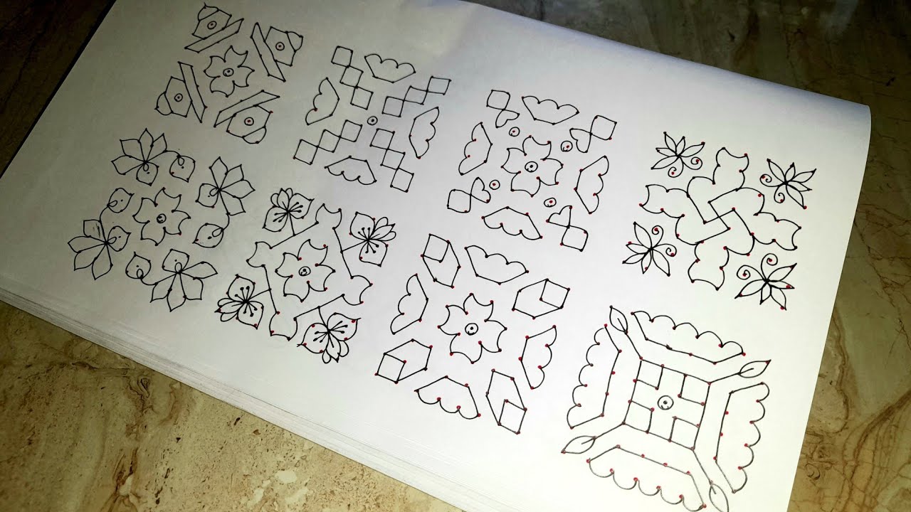 8×8 Dot kolam designs for beginners. Easy rangoli. Easy Dot kolam ...
