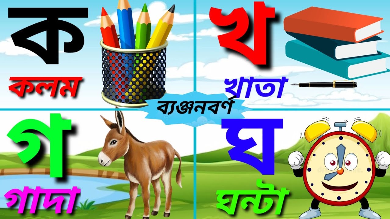 বাংলা ব্যঞ্জনবর্ণ কখগঘঙ||ক খ গ ঘ ঙ ||Bangla Banjonborno ||Banjonborno ...