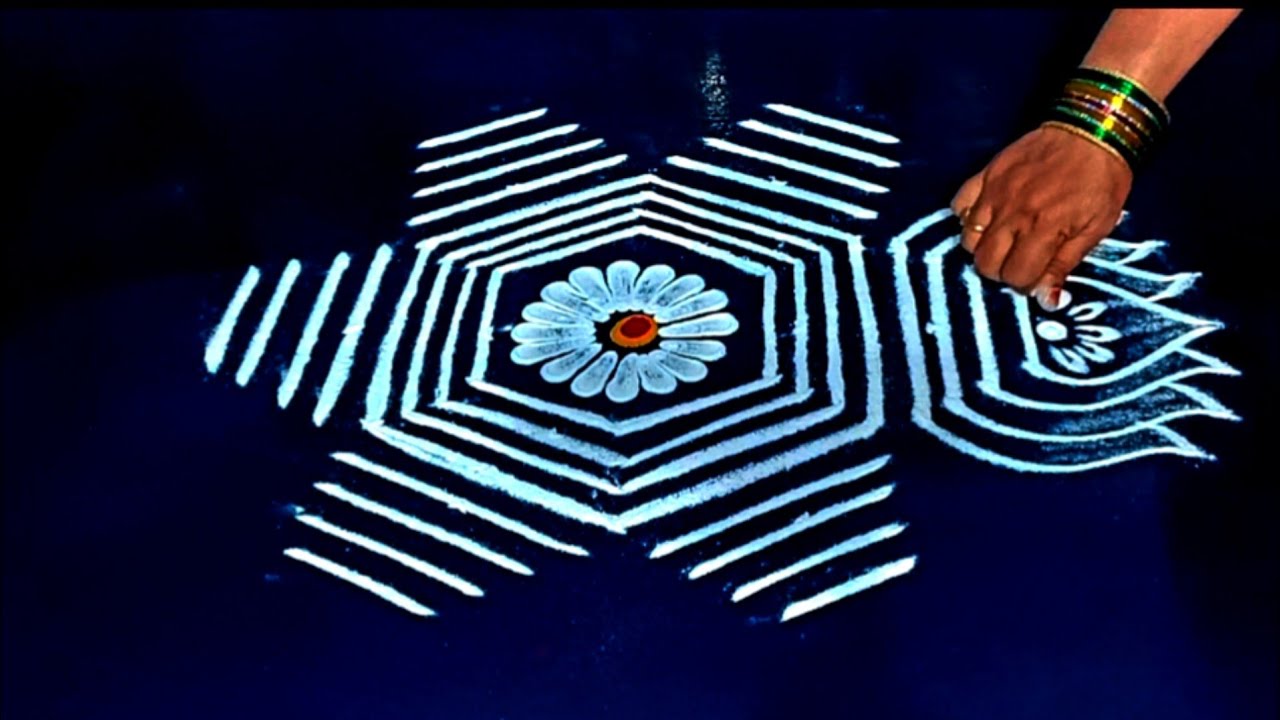 Traditional Friday Rangoli design with 5*3 dots 🌺 Creative padi kolam ...