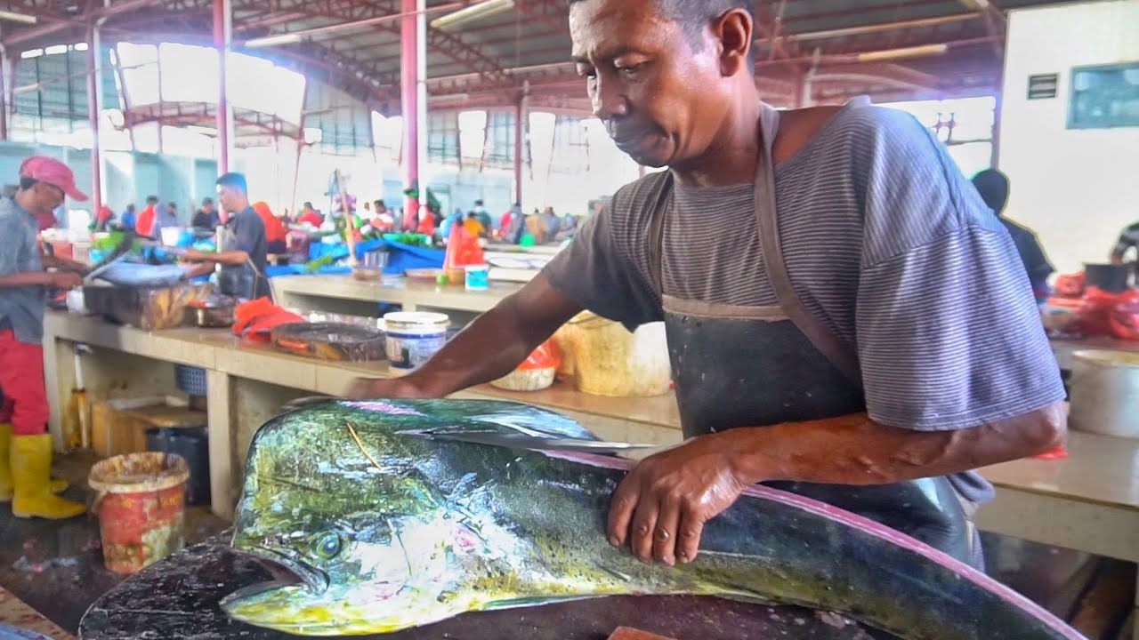 FASTEST TECHNIQUE CUTTER || GIANT MAHI MAHI FISH CLEANING & CUTTING IN ...