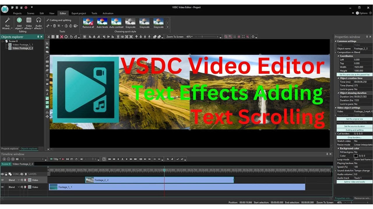 Video Editing With VSDC Video Editor || Adding Various Types Of Text Effects | Scrolling Text ...