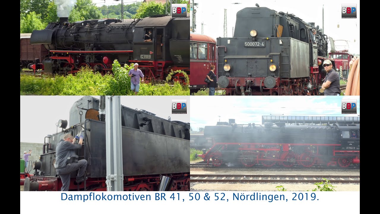 Dampflokomotiven / Steam Trains BR 50 + 41 + 52, Nördlingen, Germany ...