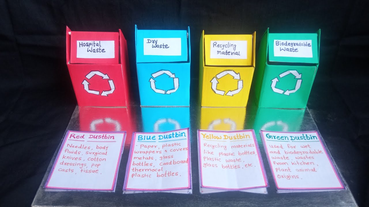 How to make dustbin model | Environment friendly project |garbage ...