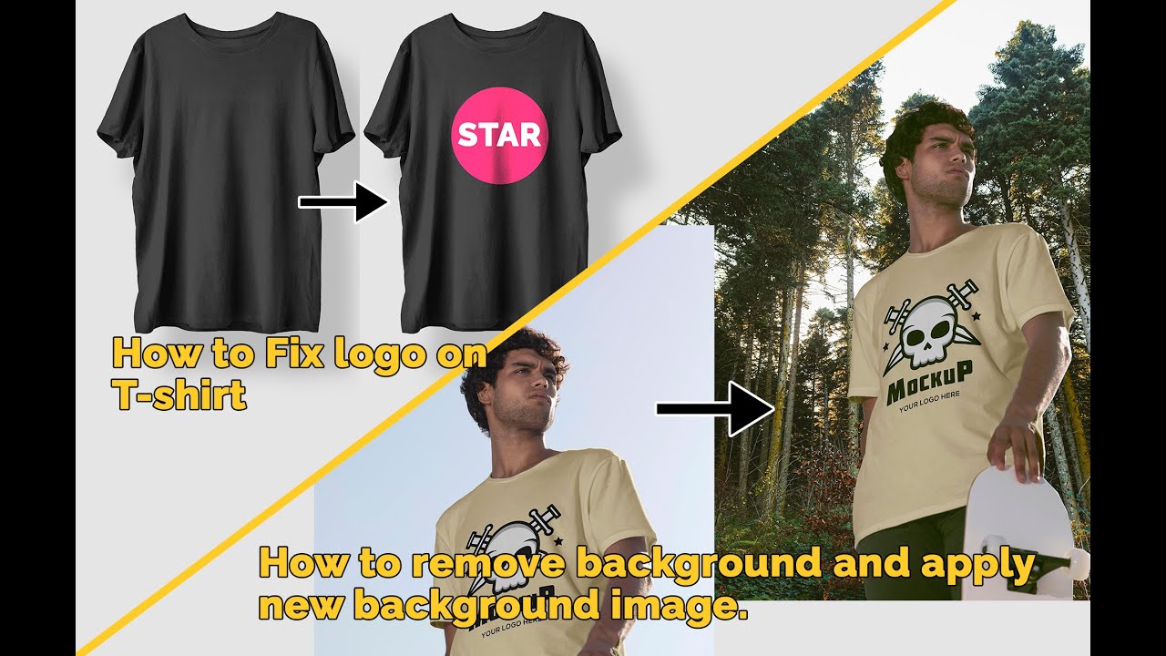 Add T-shirt logo and Change background in photoshop tutorial - YouTube