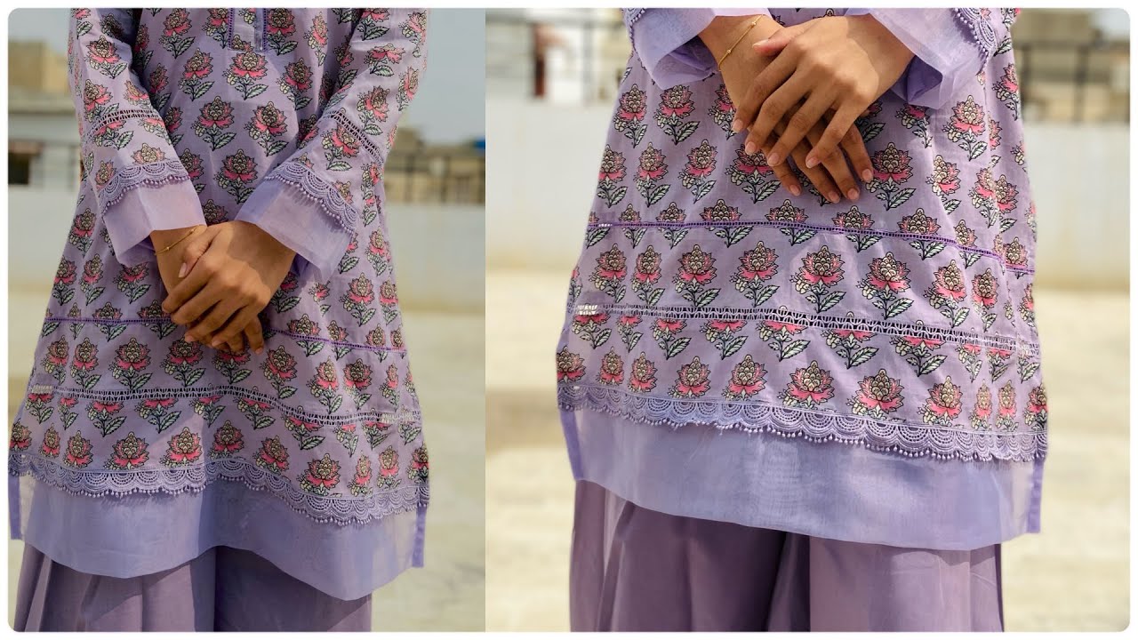 How to design your designer Daman with tissue and lace | Stylish Daman ...