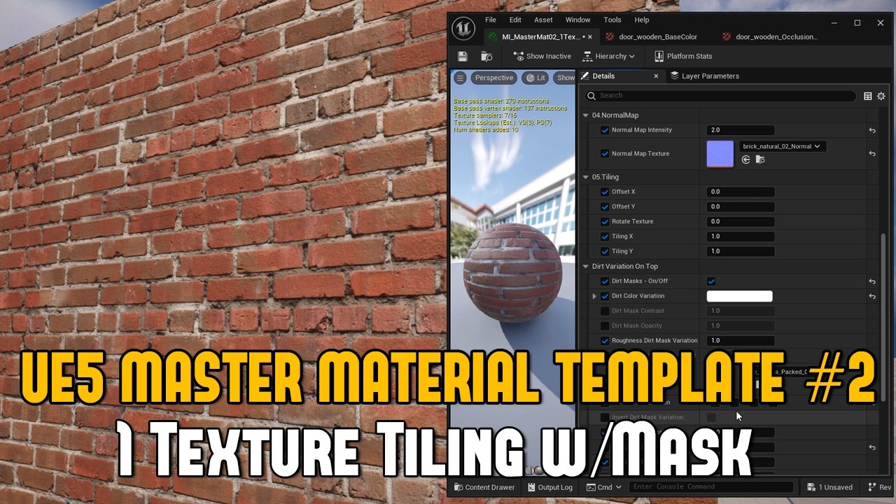 UE5 Master Material Template 02: 1 Texture Tiling Material w/Mask for ...