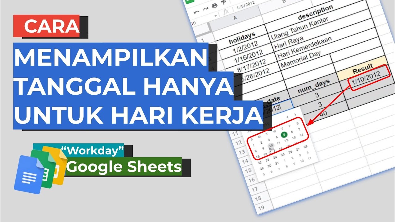 GOOGLE SHEET | CARA MENAMPILKAN TANGGAL HARI KERJA SAJA - YouTube