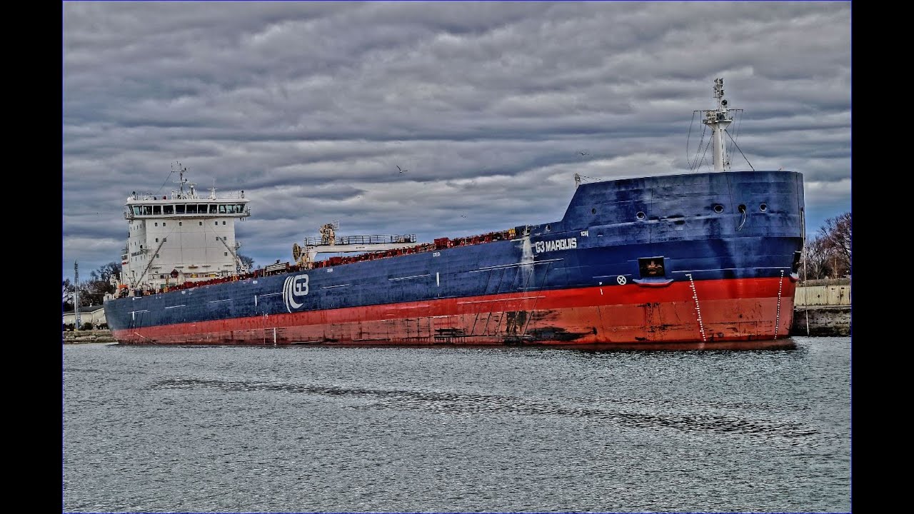 Ship G3 MARQUIS docks at Wharf 16, Welland Canal at Port Colborne, 2022 ...