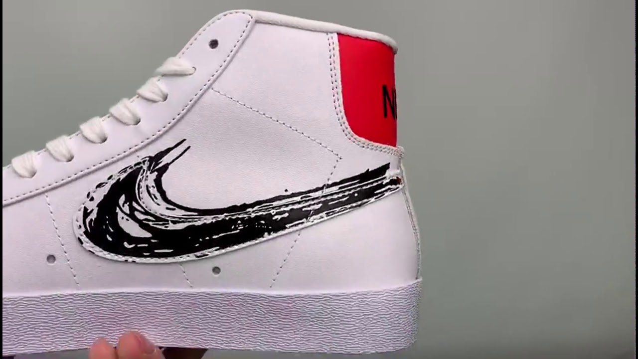 nike blazer mid 77 brushstroke swoosh white black red 2020 new released ...