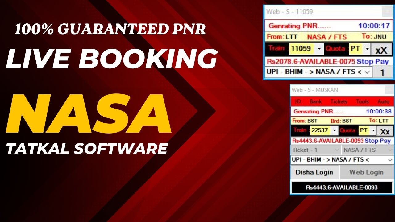 Tatkal ticket booking software nasa redmirchy 2024 - YouTube