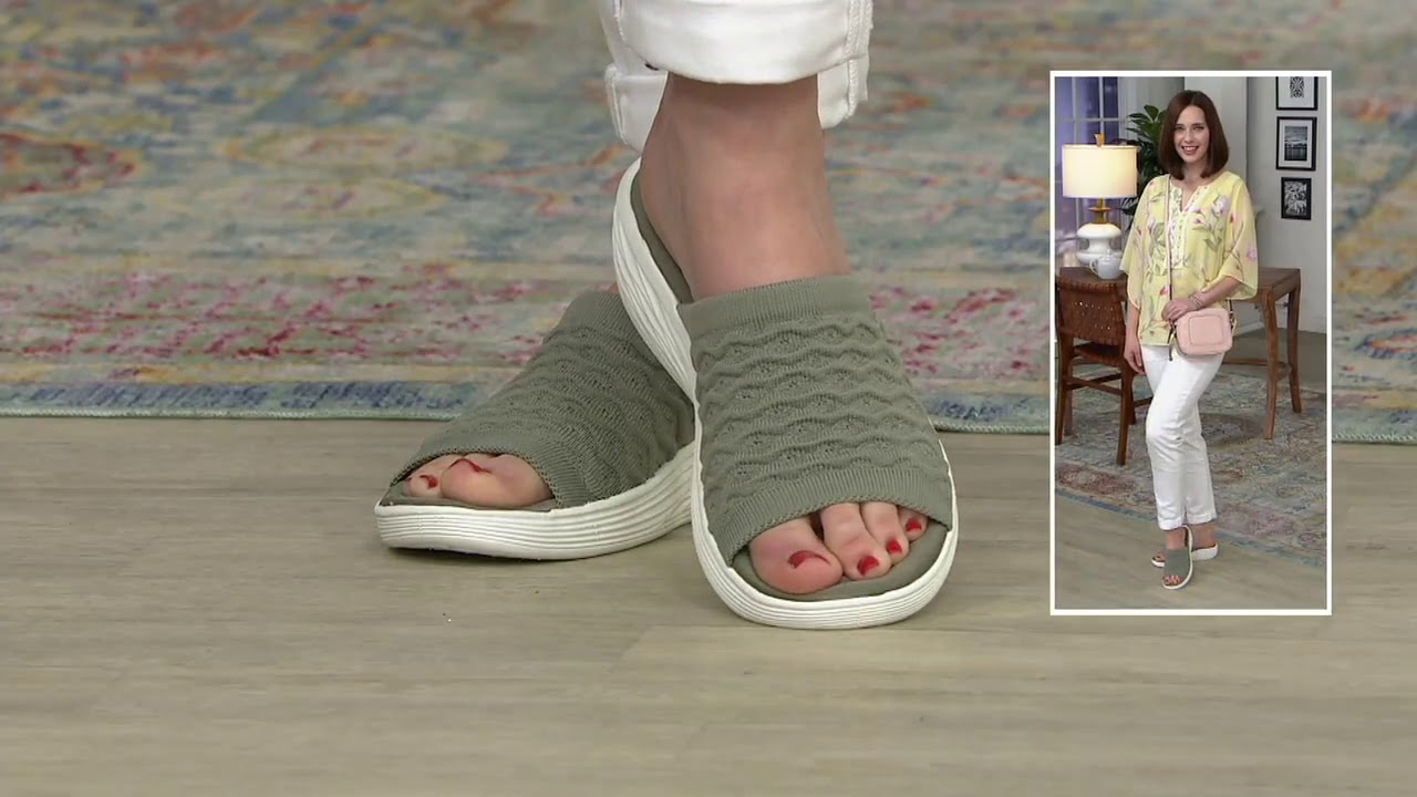 Ryka Stretch Knit Slide Demi-Wedges - Nanette on QVC - YouTube
