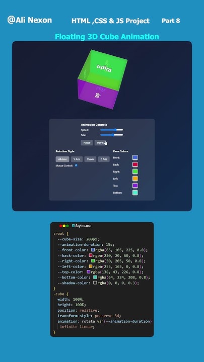 Floating 3D Cube Animation | HTML, CSS & JavaScript Part_8 - YouTube