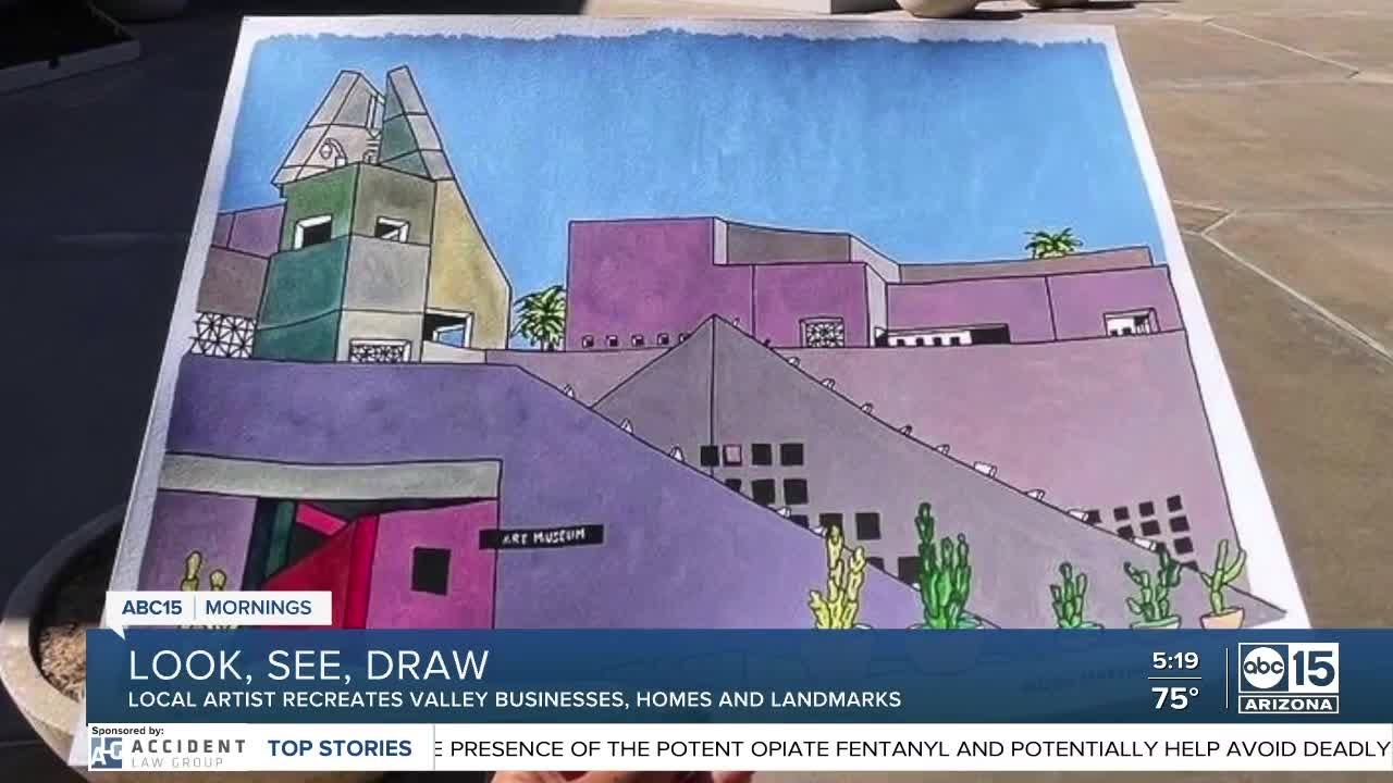 Local artist finds success drawing Arizona landmarks - YouTube