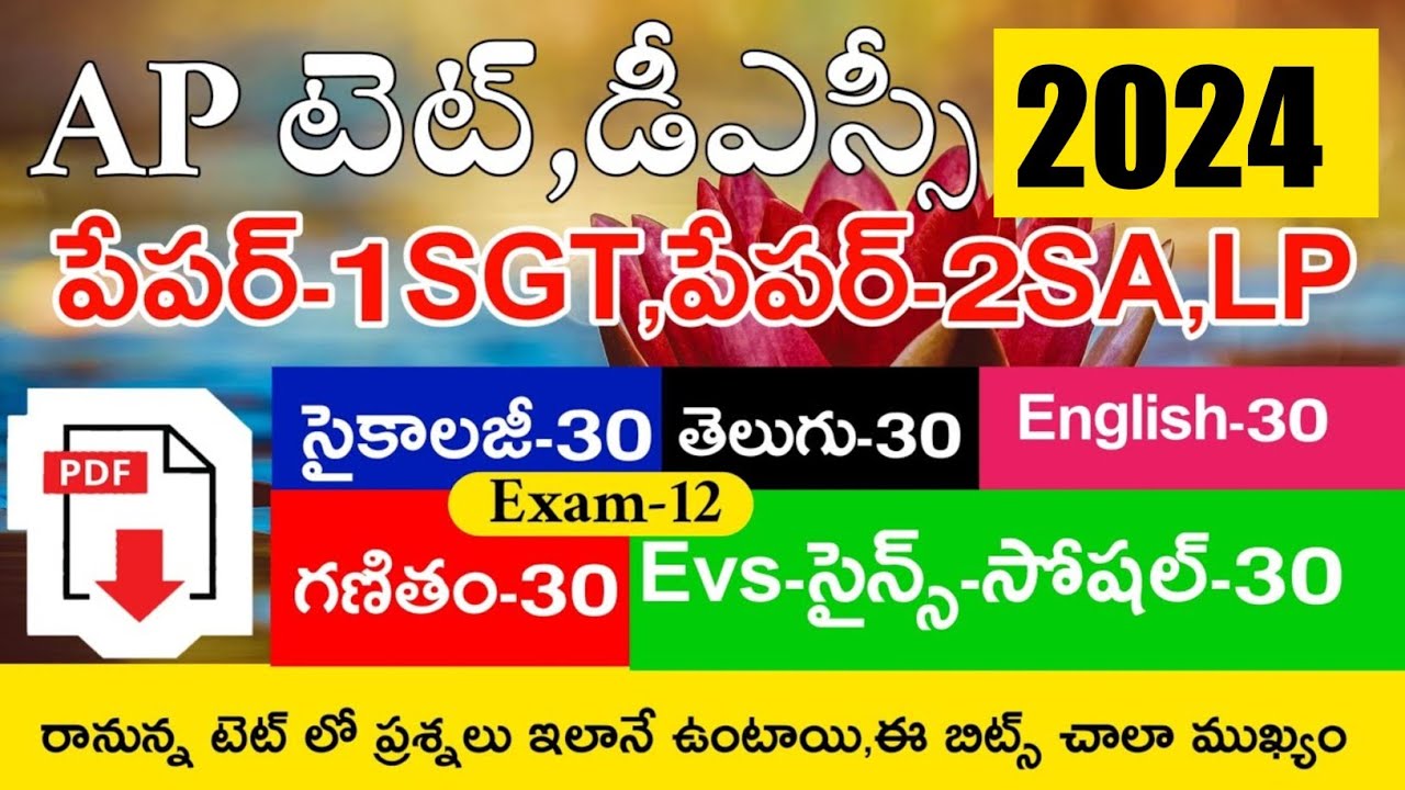 AP TET MODEL PAPERS 2024 PAPER-1SGT PAPER-2SA LP IMP BITS LIVE EXAM ...