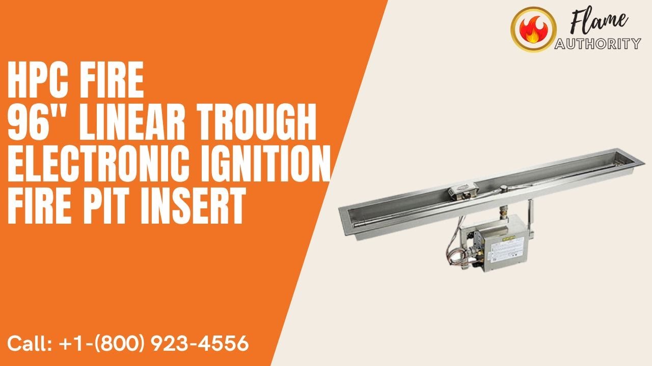 HPC Fire 96" Linear Trough Electronic Ignition Fire Pit Insert - YouTube