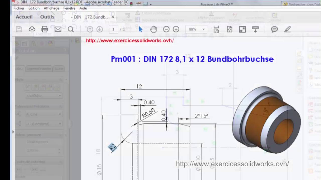 Pm001:Construction pièce mécanique(DIN 172 Bundbohrbuchse 8,1x12) avec ...