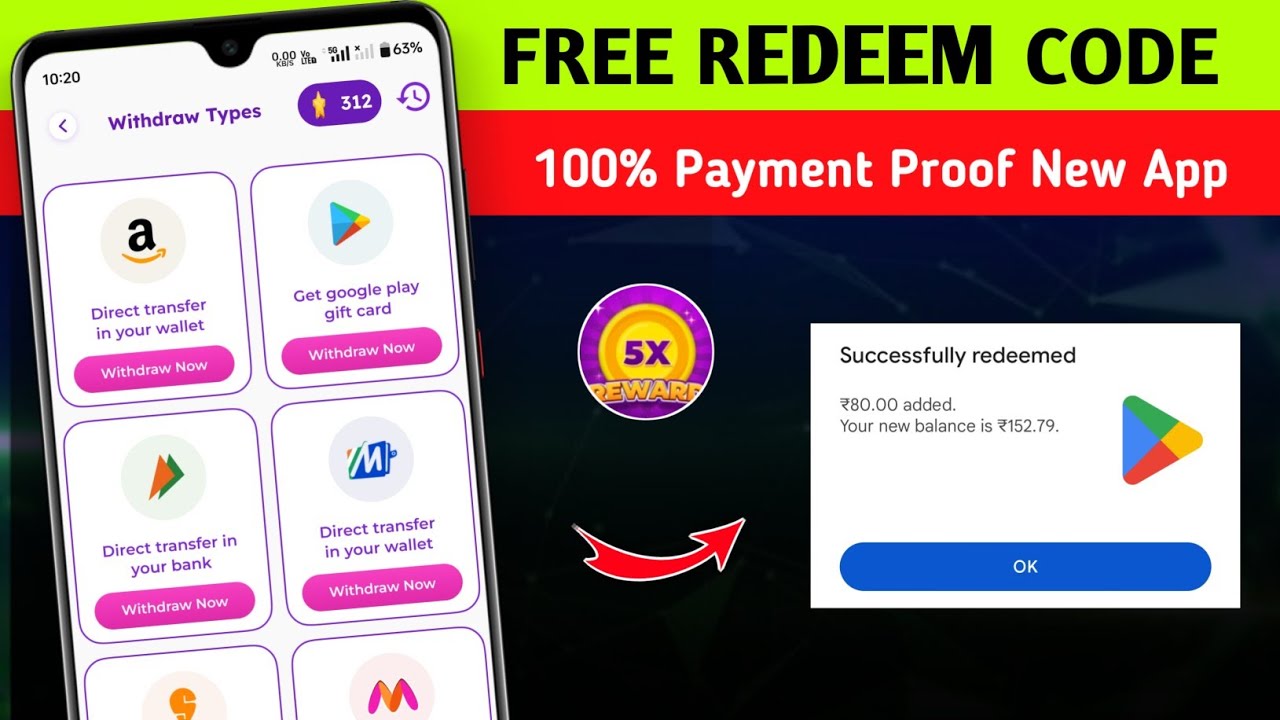5X Reward App | Free Redeem Code App | Free Redeem Code | Google Play ...