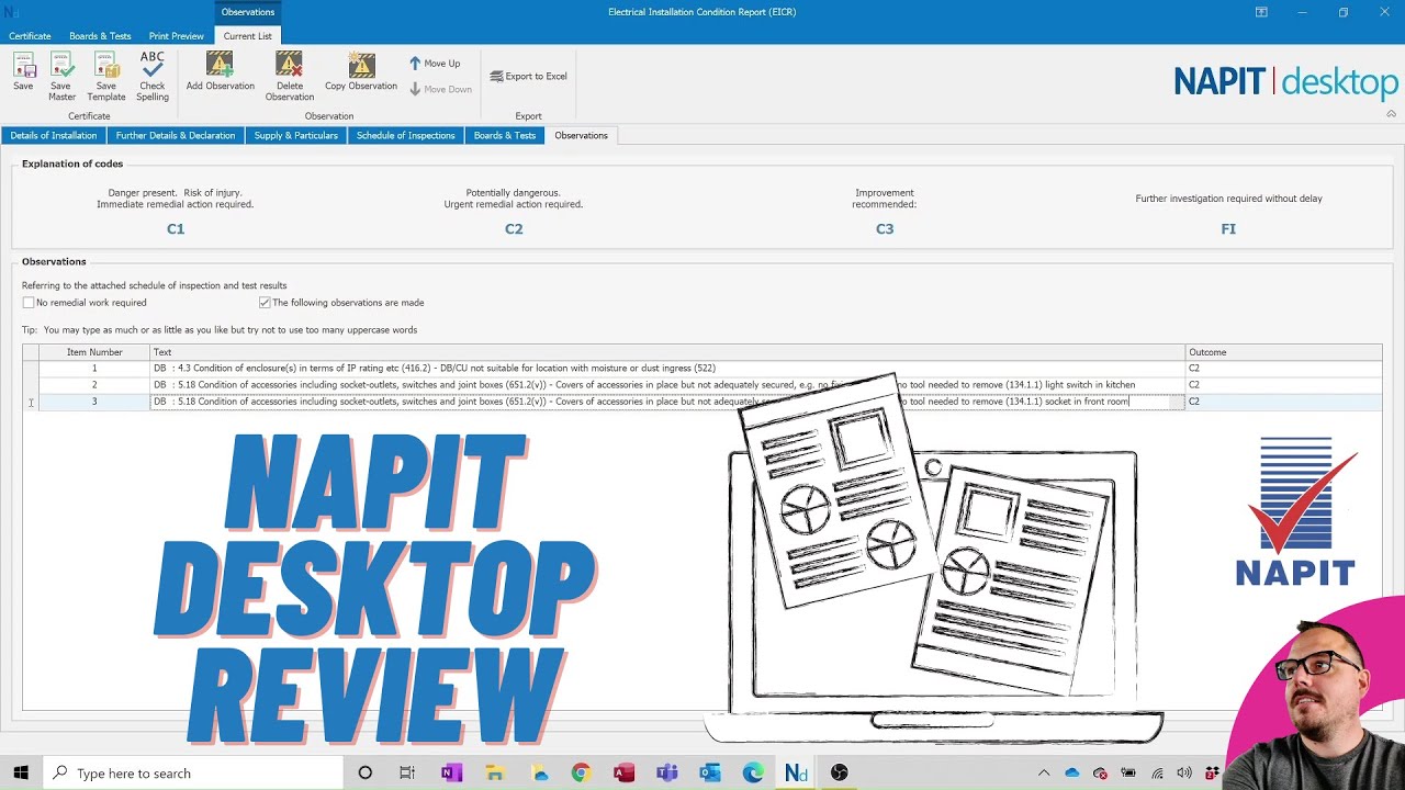 UK electrician NAPIT desktop certification software run through - YouTube