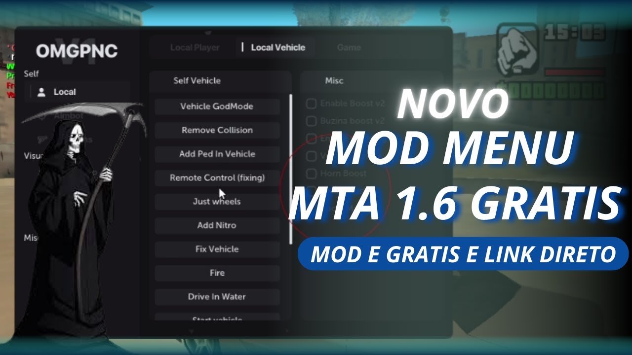 NOVO MOD MENU MTA:SA [1.6] INJETAVEL TOTALMENTE GRATIS!! - YouTube