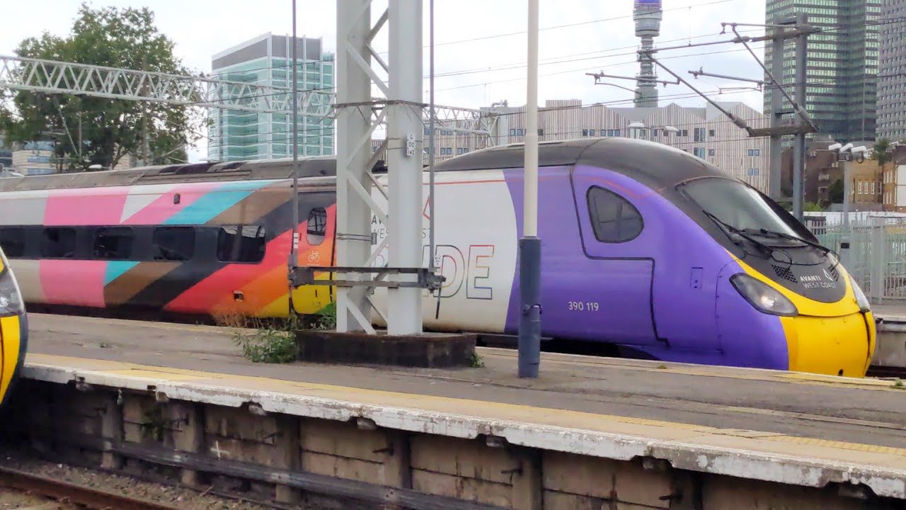 Avanti West Coast 390119 Pride Pendolino departs London Euston 26/07/24 ...