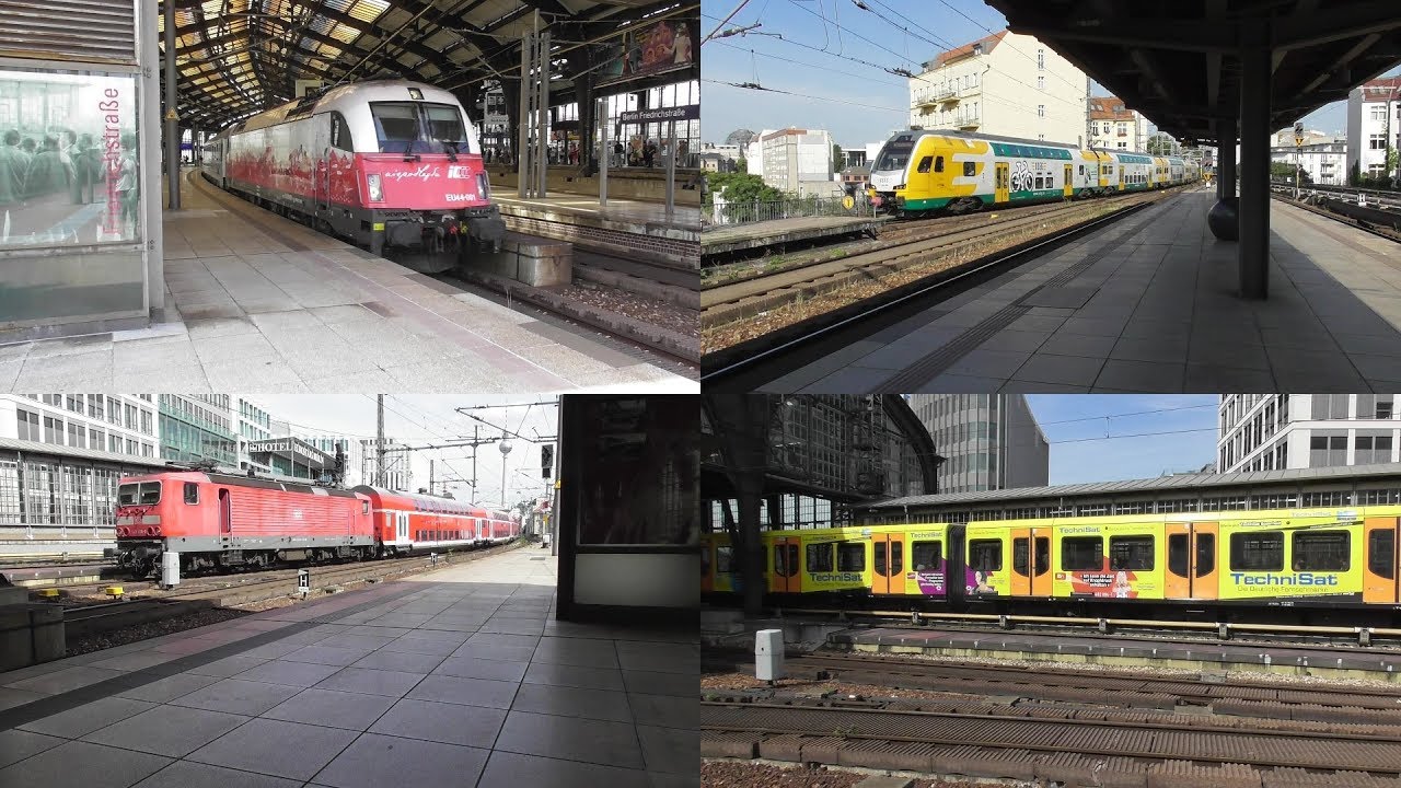 Bahnhof Berlin-Friedrichstraße mit EC&IC, Br143, Br182, KISS, Talent 2 ...