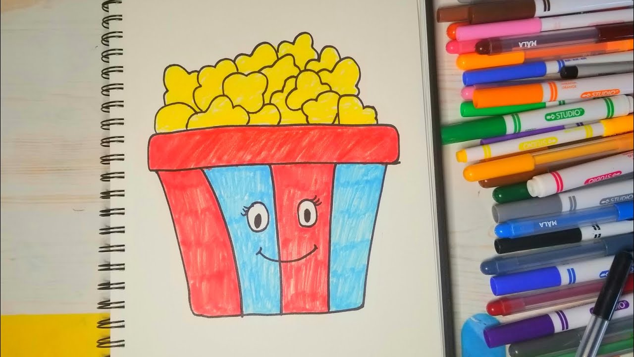 Learn how to draw Popcorn| step by step| in easy way| for beginners ...