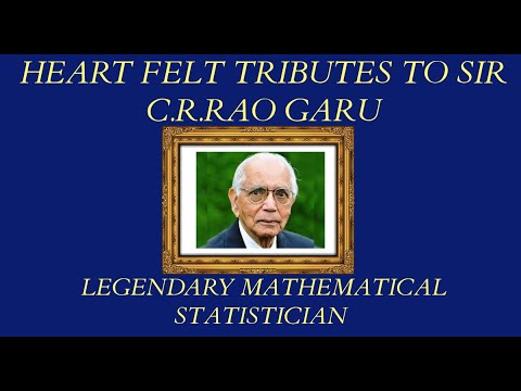 TRIBUTES TO LEGENDARY PROF. CR RAO SIR - YouTube