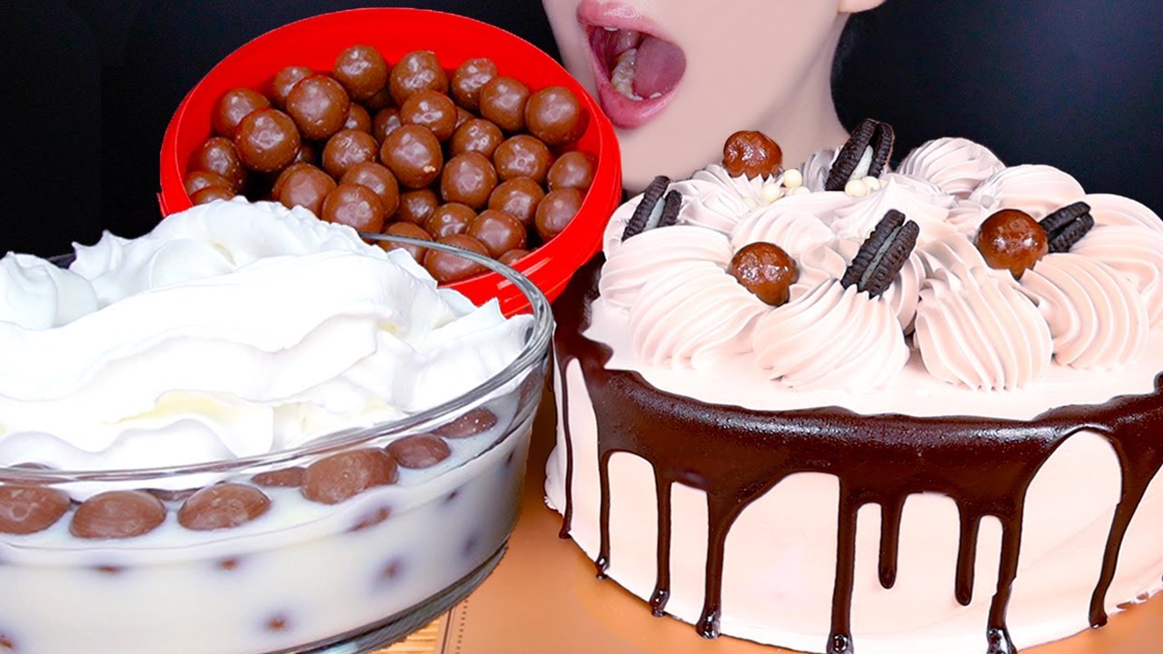 ASMR MALTESERS CHOCOLATE OREO CAKE DESSERT MUKBANG 몰티져스 초콜릿 디저트 먹방 ...