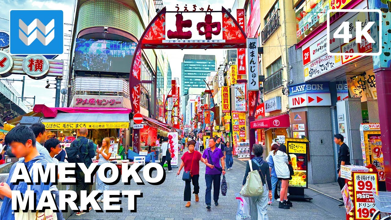 [4K] Ameyoko Market Shopping Street in Ueno Tokyo Japan 🇯🇵 Walking Tour ...