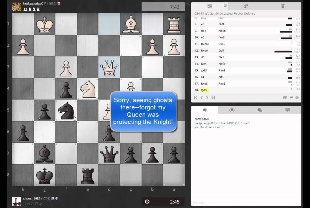 Live Blitz Chess 3 King's Gambit Accepted, Fischer Defense - YouTube